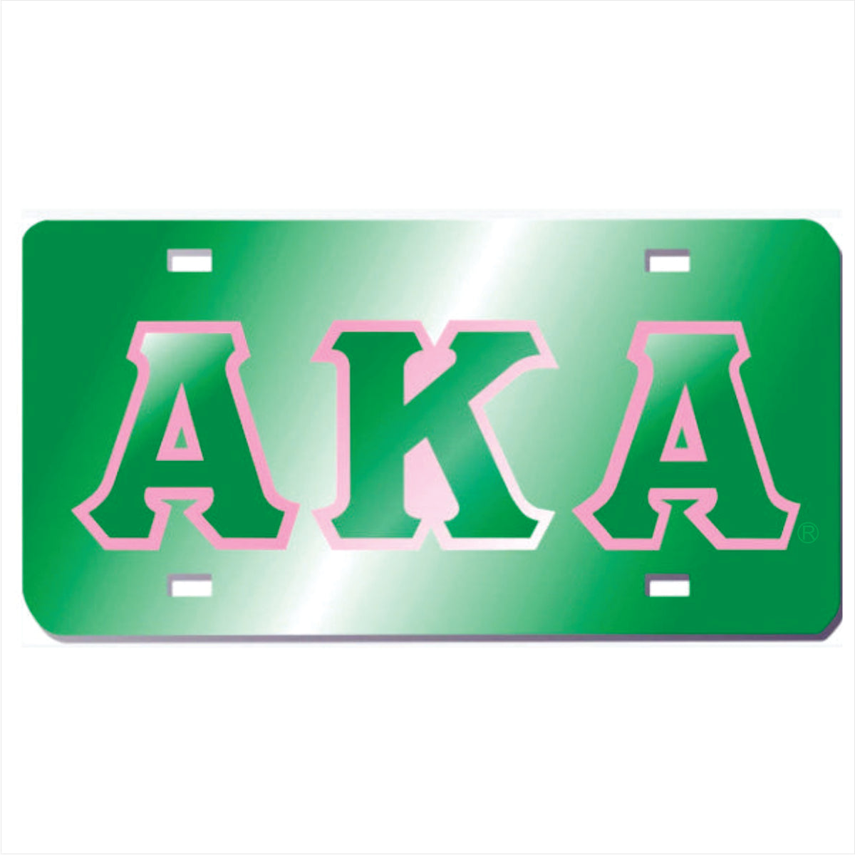 AKA Green Outline Mirror Auto Tag – 3 Sisters Embroidery