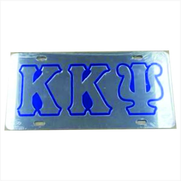 KKPsi Silver Outline Mirror Auto Tag – 3 Sisters Embroidery
